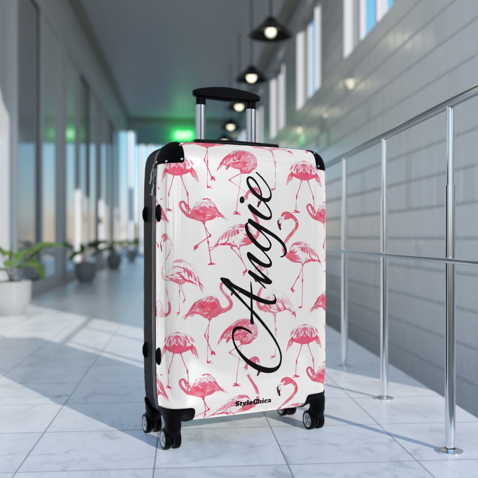 Personalized Name Pink Flamingos Travel Luggage Suitcase Travel Gift ...