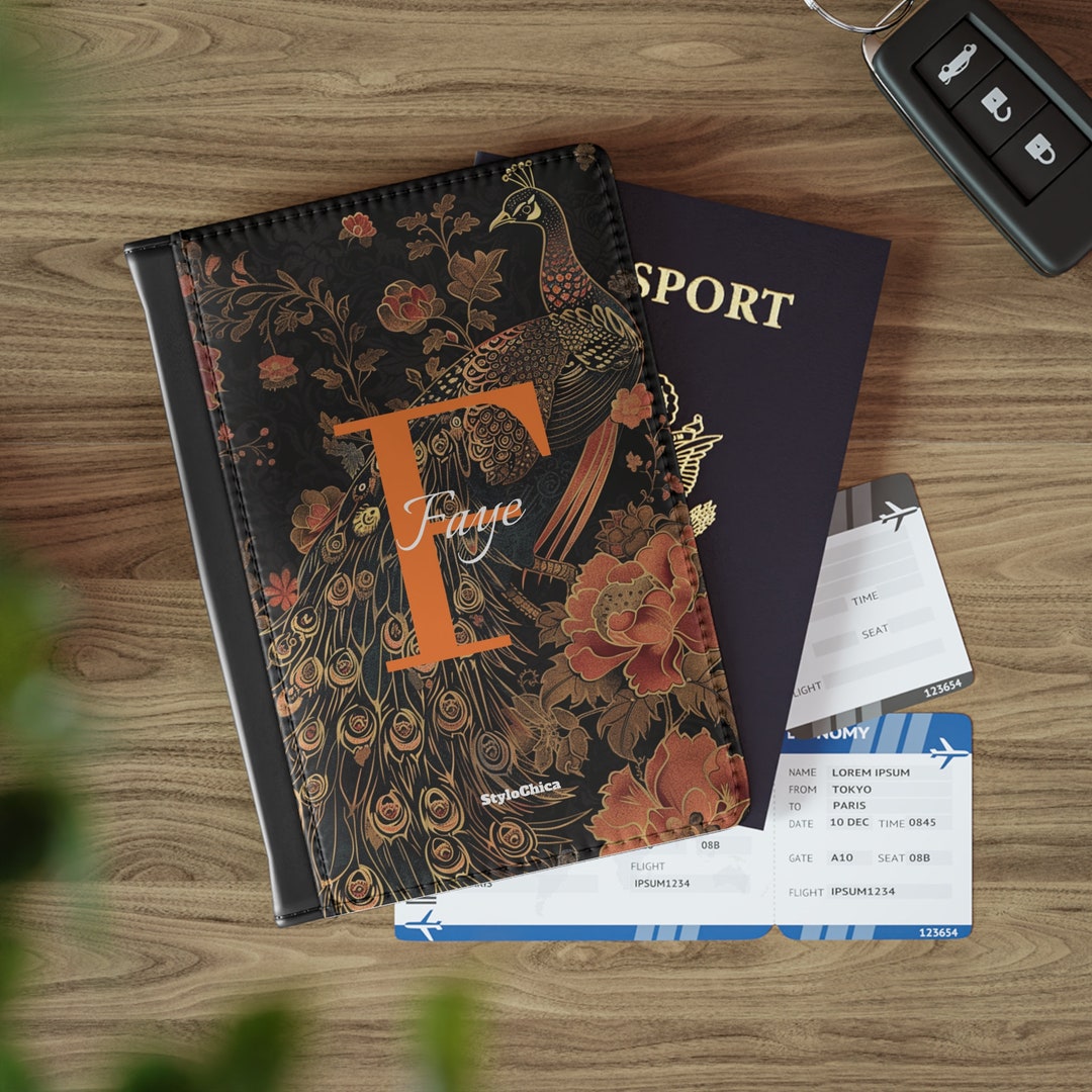 Personalized Passport Cover: Elegant Peacock Design, RFID Blocking - Etsy