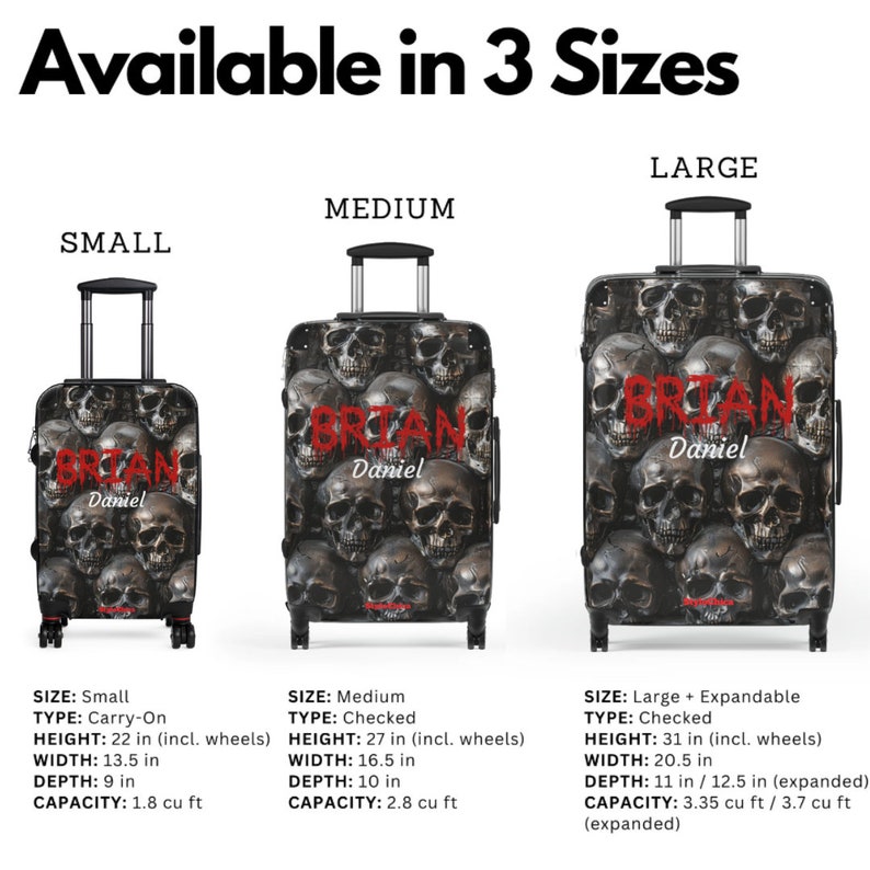 Human Skull Suitcase for Women Gothic Luggage Suitcase for Men ...