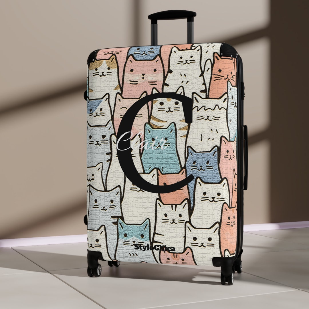 Personalized Name Cute Cat Cabin Suitcase Luggage, Kitten Carry on With ...
