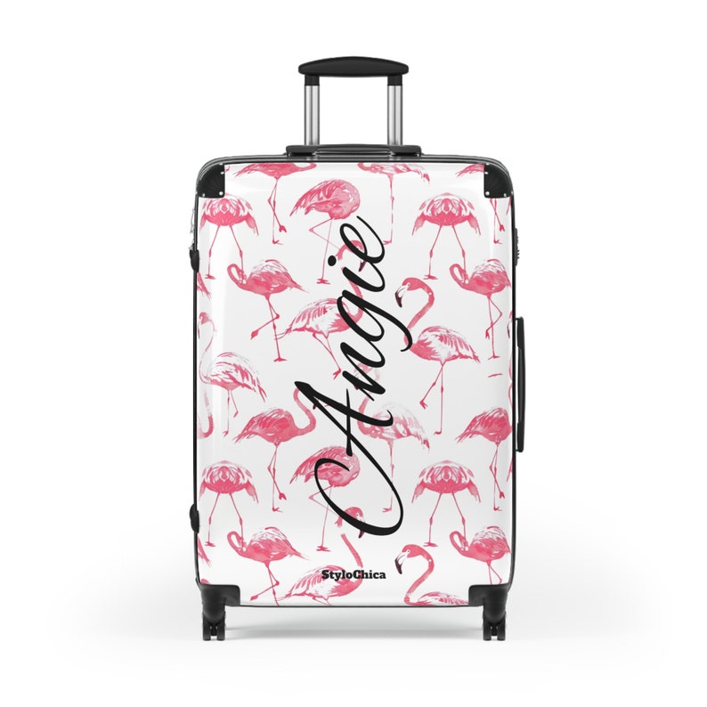Personalized Name Pink Flamingos Travel Luggage Suitcase Travel Gift ...