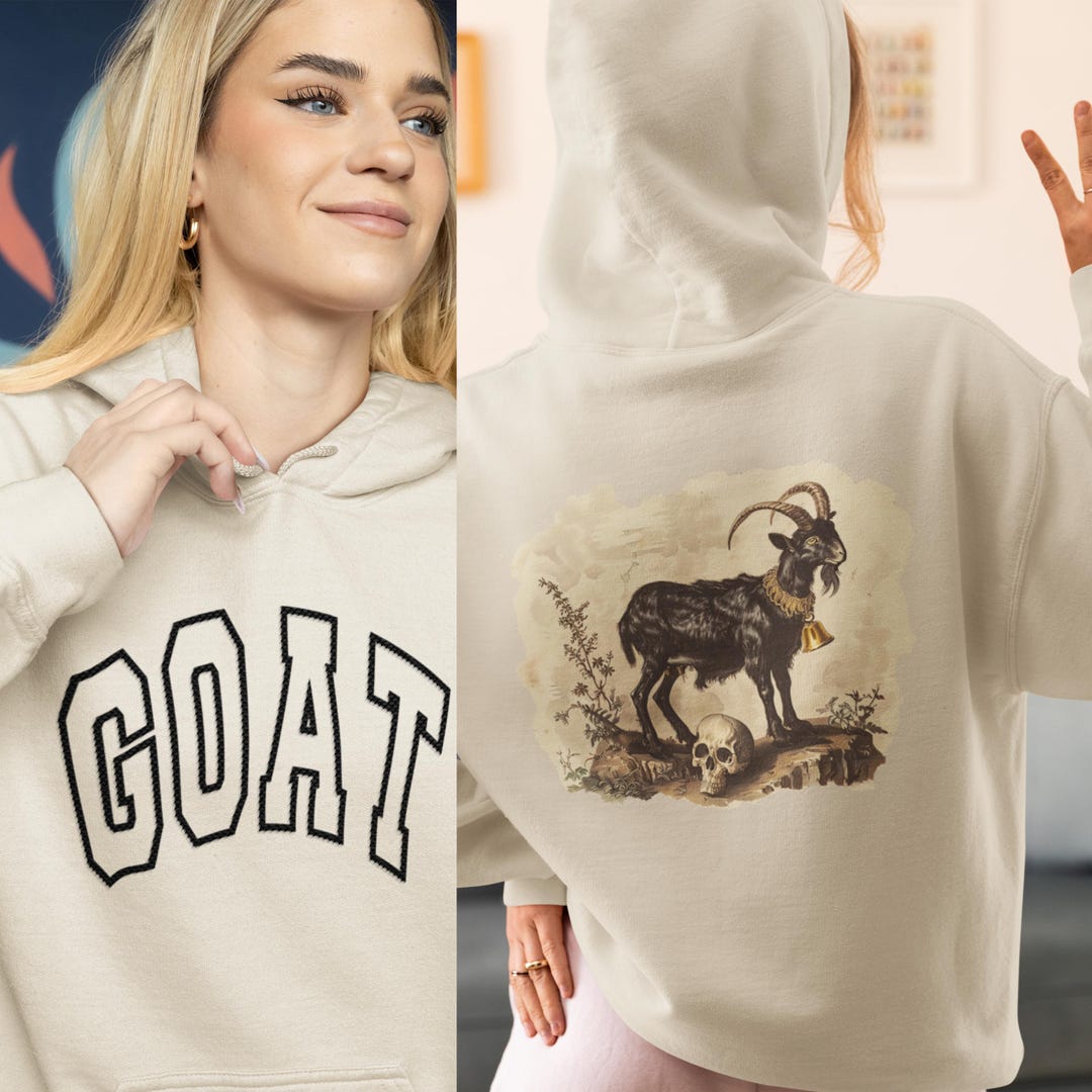 Vintage Goat Hoodie: Edgy Unisex Sweatshirt With Skull - Etsy