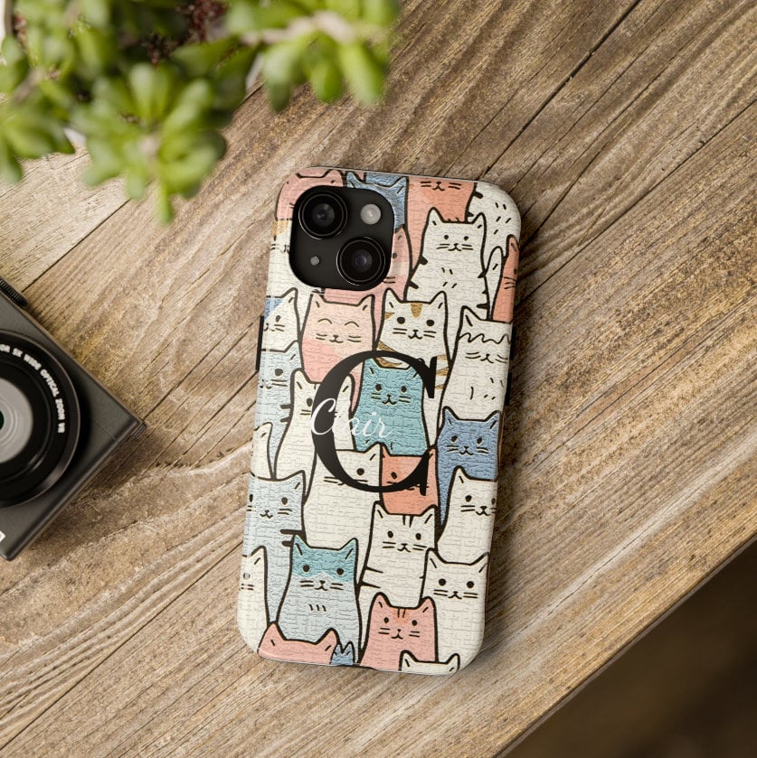 Personalised Name Cute Cat Design Phone Case iPhone and Samsung Case ...