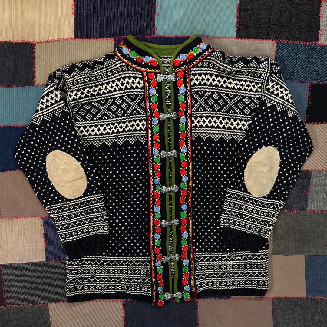 Vintage 70s Norwegian Bird Toggle Clasp Wool Cardigan Heritage Alpine ...