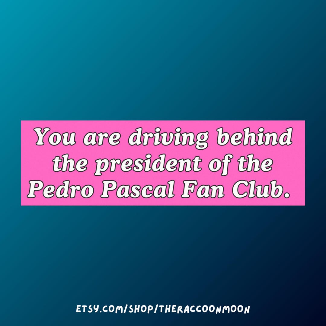 Pedro Pascal Fan Club Car Magnet - Fridge Magnet, Bumper Sticker, Fan ...