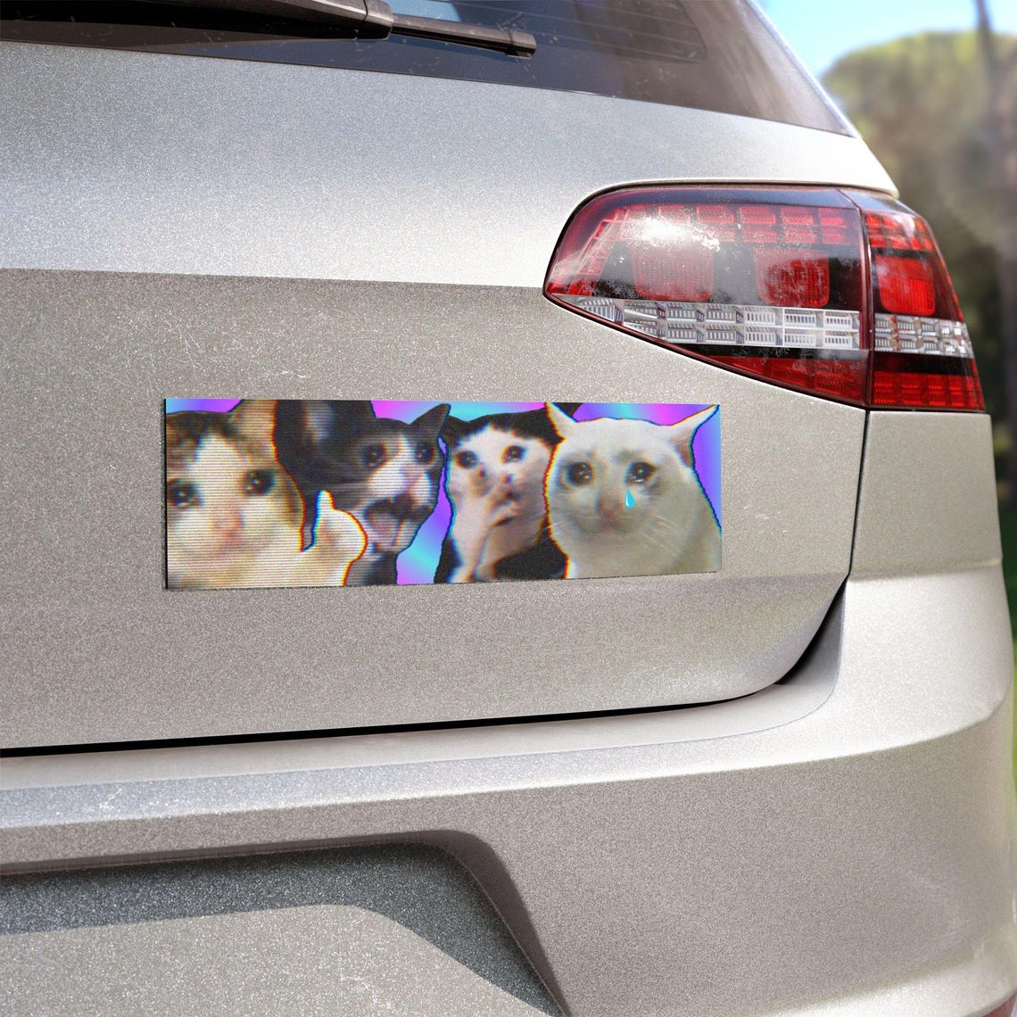 Crying Cat Meme Funny Bumper Sticker, Car Magnet, Crying Cat, Bumper ...