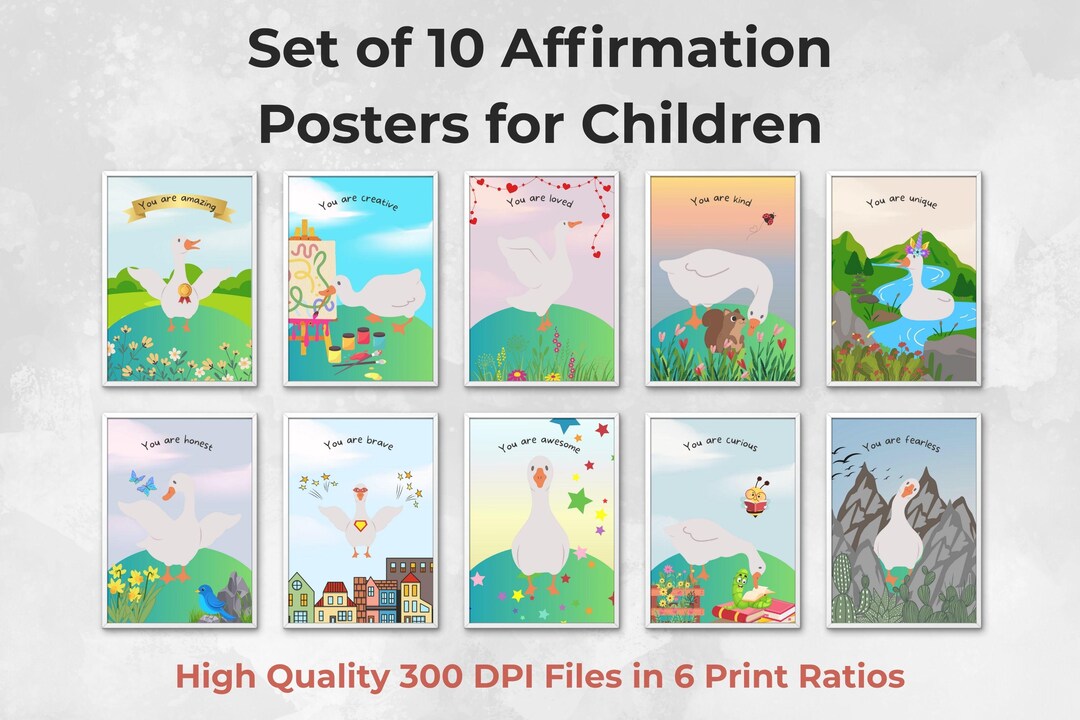 Children's Affirmation Posters: Goose Illustration Kids Nursery ...