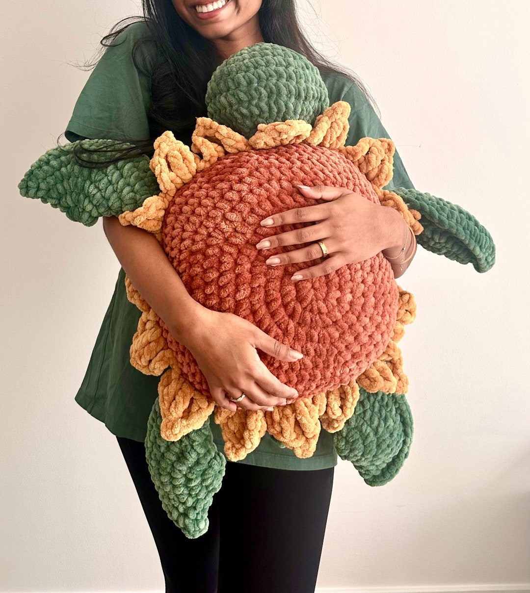 HUGE Jumbo Crochet Sunflower Turtle Plushie, Amigurumi Decor - Etsy
