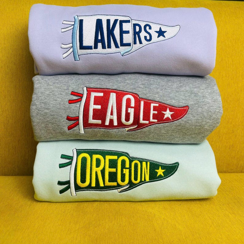 Embroidered Team Pennant Sweatshirt: Custom College High School Hoodie ...
