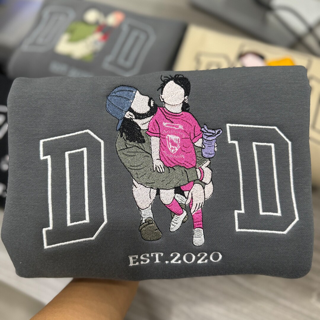 Custom Dad Hoodie, Embroidered Dad Portrait Sweatshirt From Picture ...