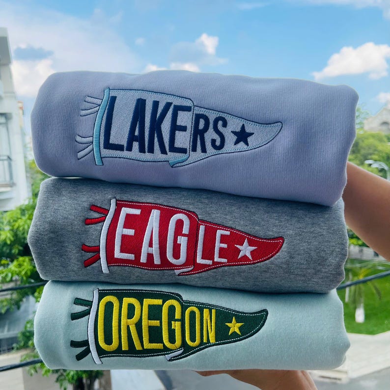 Embroidered Team Pennant Sweatshirt: Custom College High School Hoodie ...