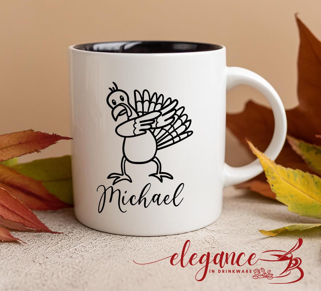 Personalized Dab Turkey Coffee Mug, Custom Name Funny Turkey Mug Fall ...