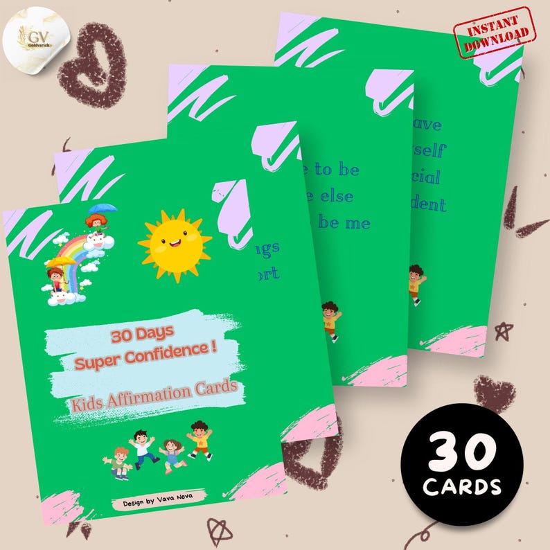 30 Days Kids Affirmation Cards Super Confidence Daily Affirmation for ...