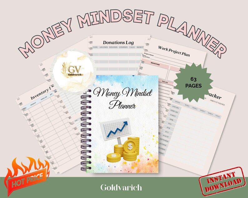 Money Mindset Planner 63 Page Printable Financial Mindset & Abundance ...