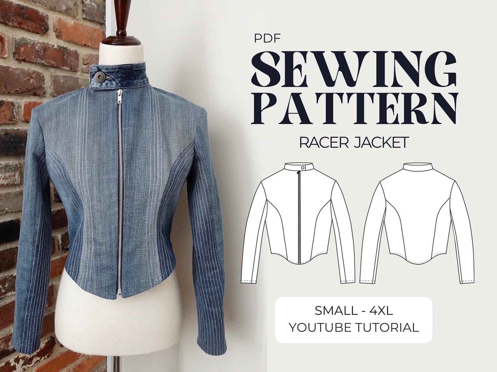 Racer Jacket Sewing Pattern | Begginer Friendly | Small-4xl - Etsy
