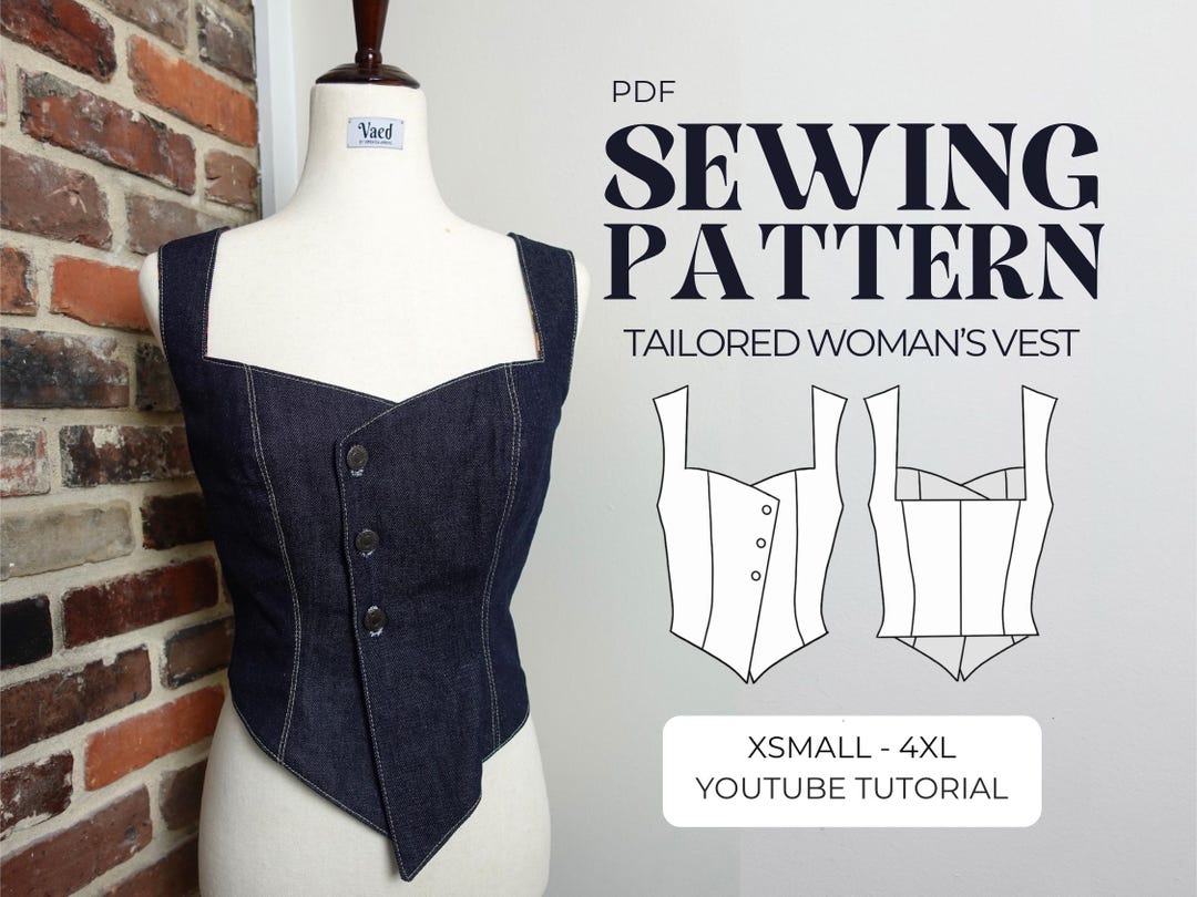 Tailored Woman’s Vest Sewing Pattern | Beginner Friendly | Xsmall-4xl ...