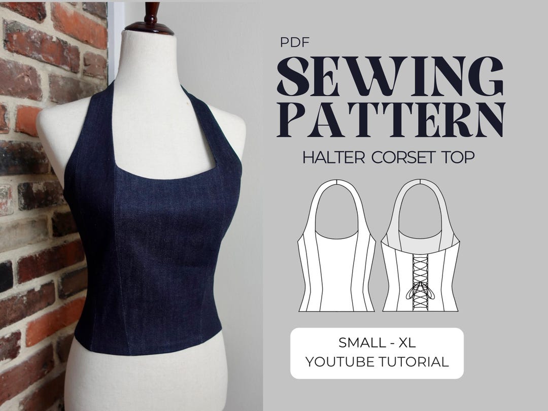 Halter Corset Top Sewing Pattern Beginner Friendly Small XL - Etsy