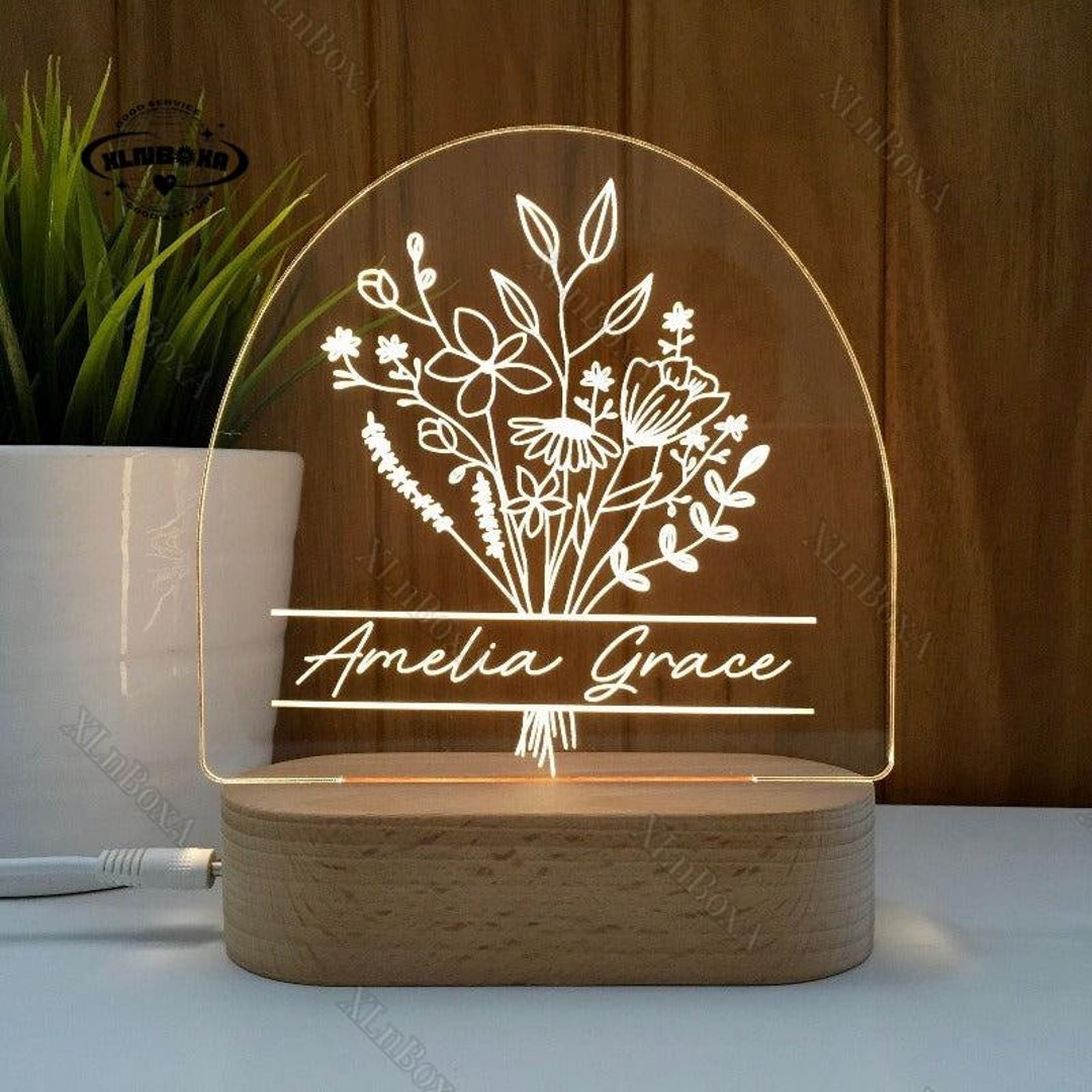 Personalised Baby Night Light, Kids Bedroom Sign, Nursery Name Sign ...