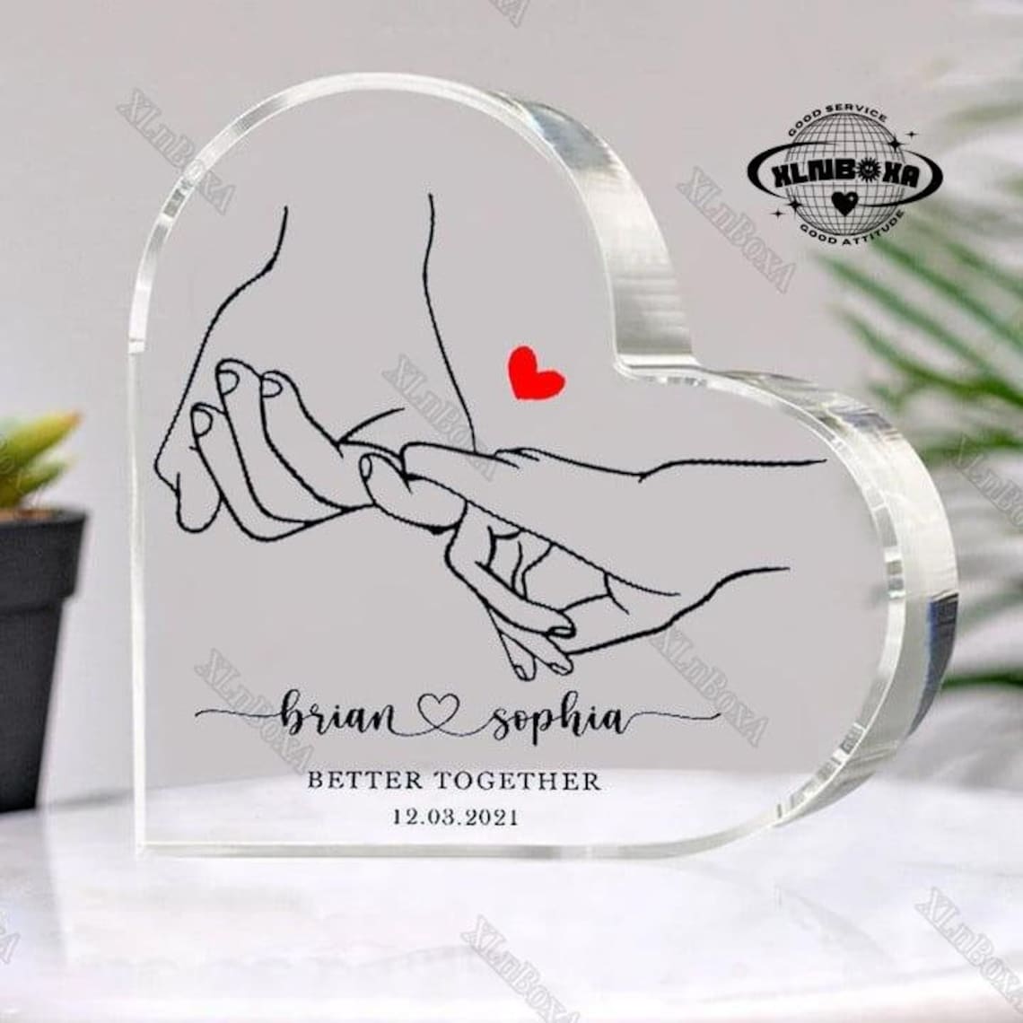 Personalized Couple Heart Acrylic Plaque, Custom Anniversary Gift ...