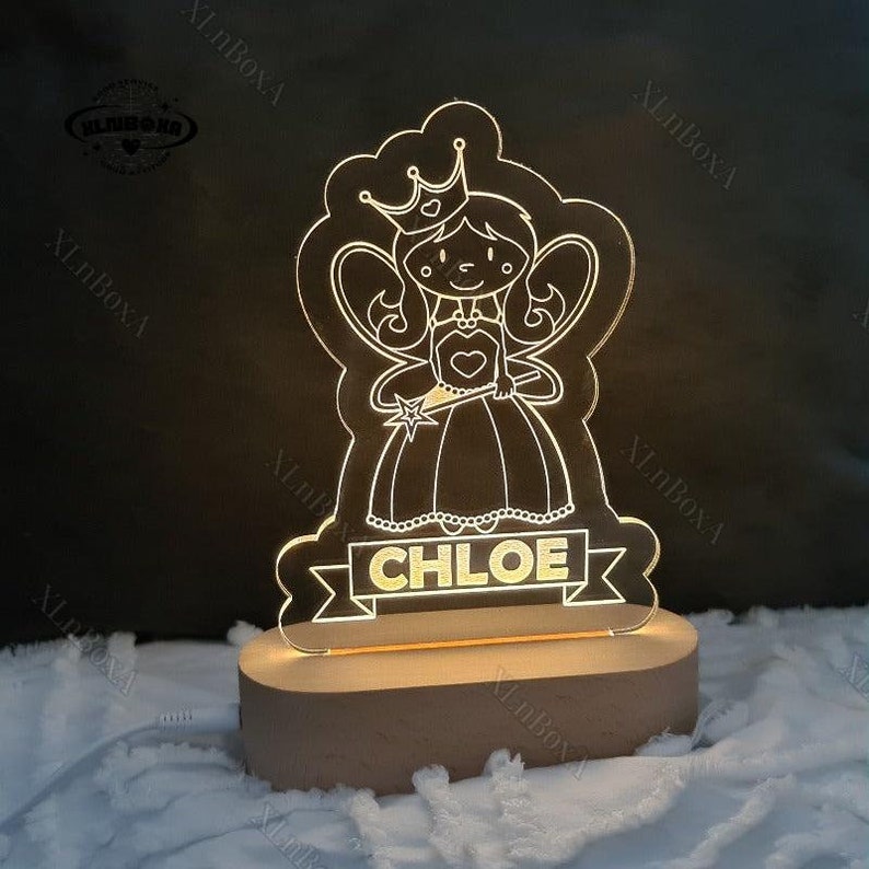 Custom Baby Name Night Light, Princess Shape Night Light, Nursery Decor ...