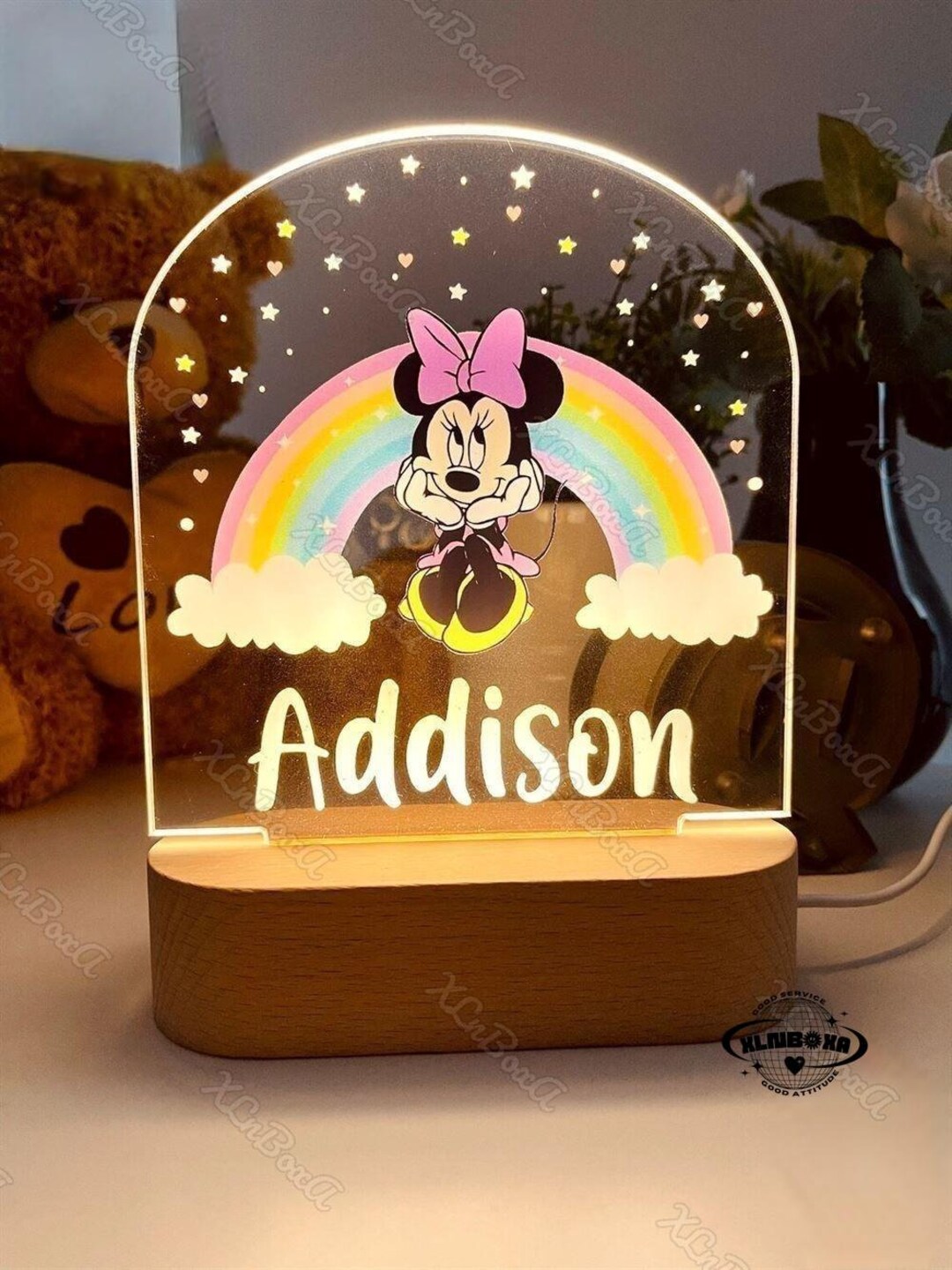 Personalised Minnie Mouse Night Light, Disney Baby Night Light, Custom ...