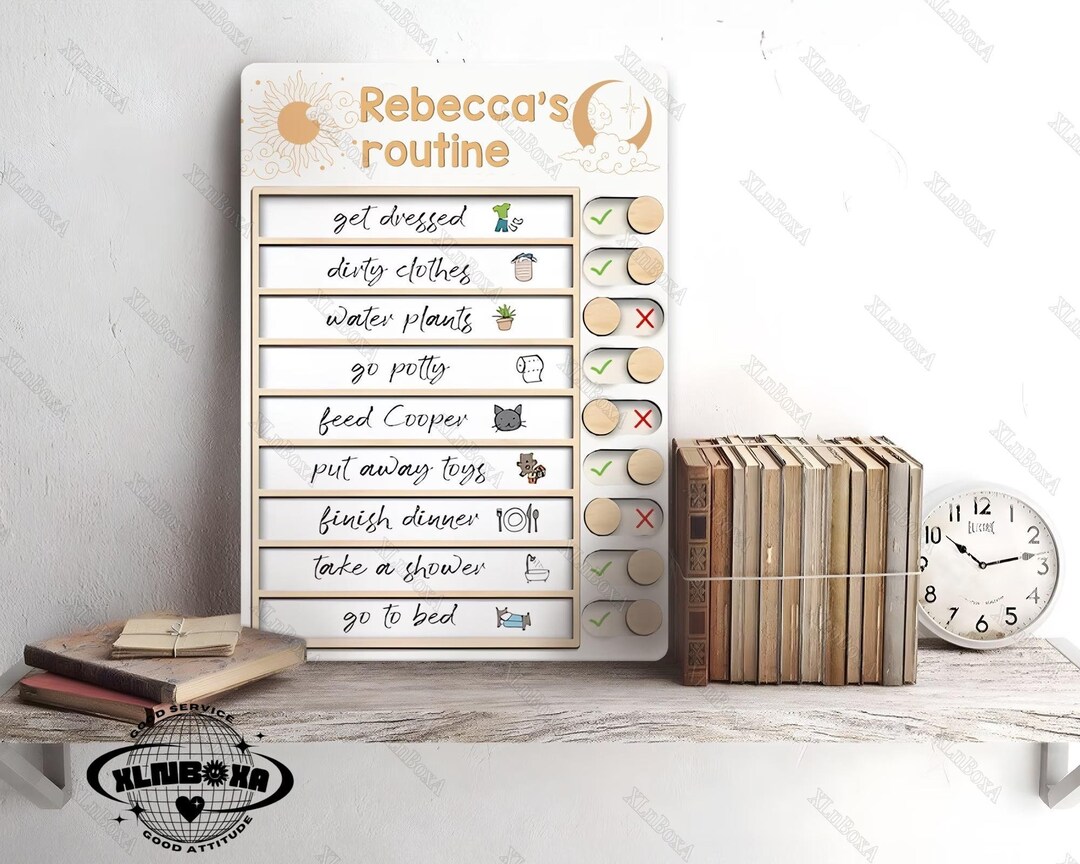 Personalized Daily Routine Chart With 150 Stickers, Morning and Bedtime ...