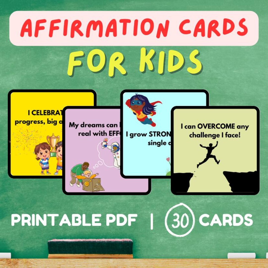30 Printable Affirmation Cards PDF | Positive Affirmations for Students ...