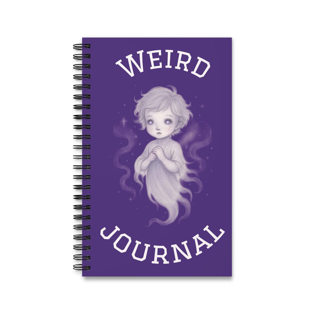 Weird Journal Spiral Notebook | Ghostly Child Illustration, Purple ...