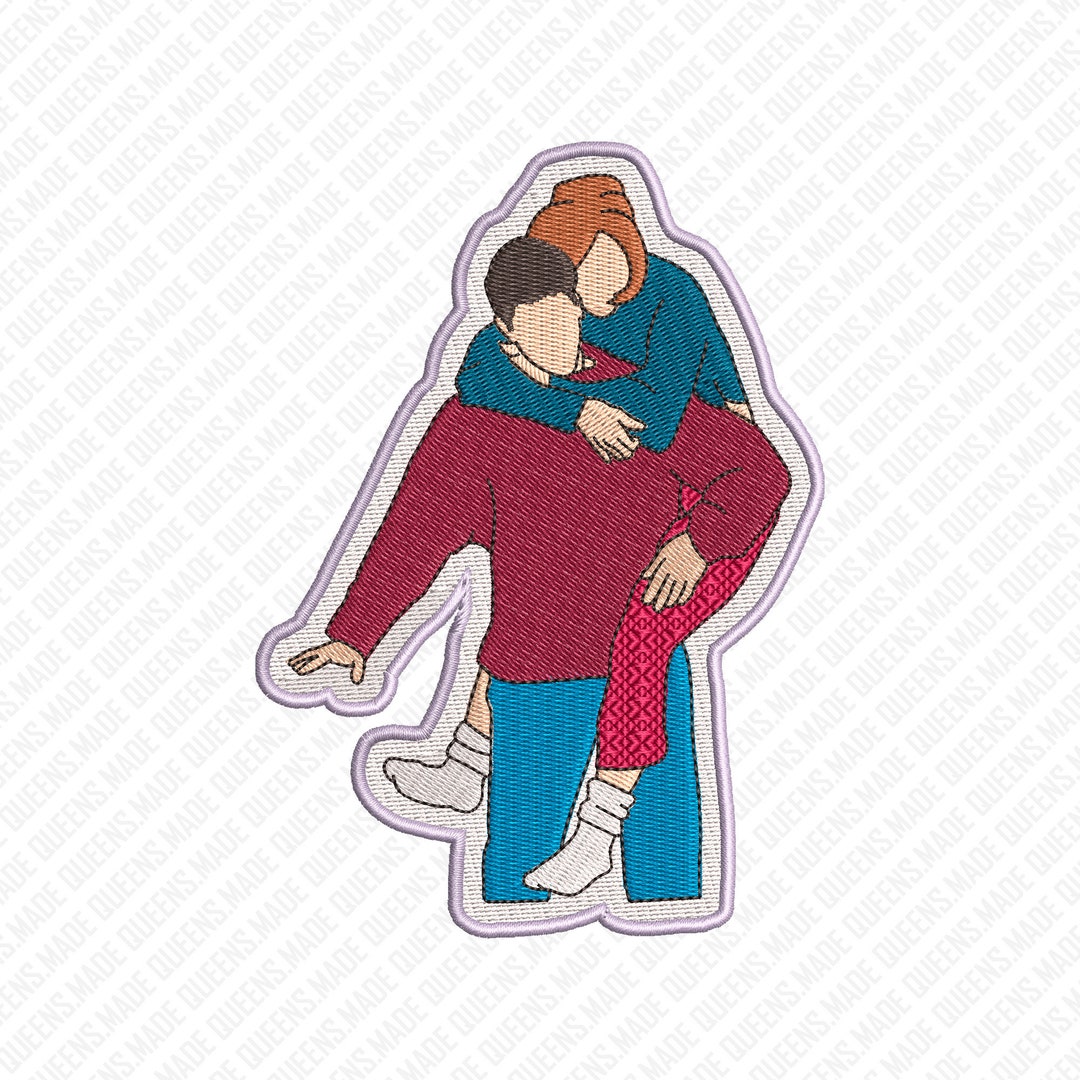 Embroidery Ross and Rachel FRIENDS Machine File Design Hug Couple in ...