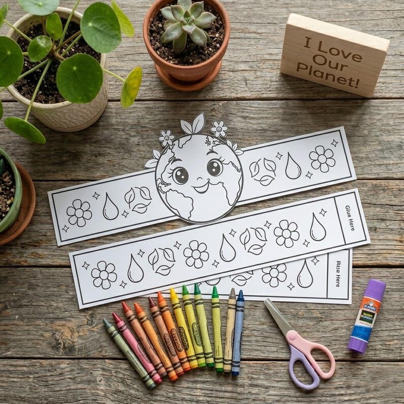 Earth Day Crown Craft for Kids, Save the Planet Pledge Activity ...