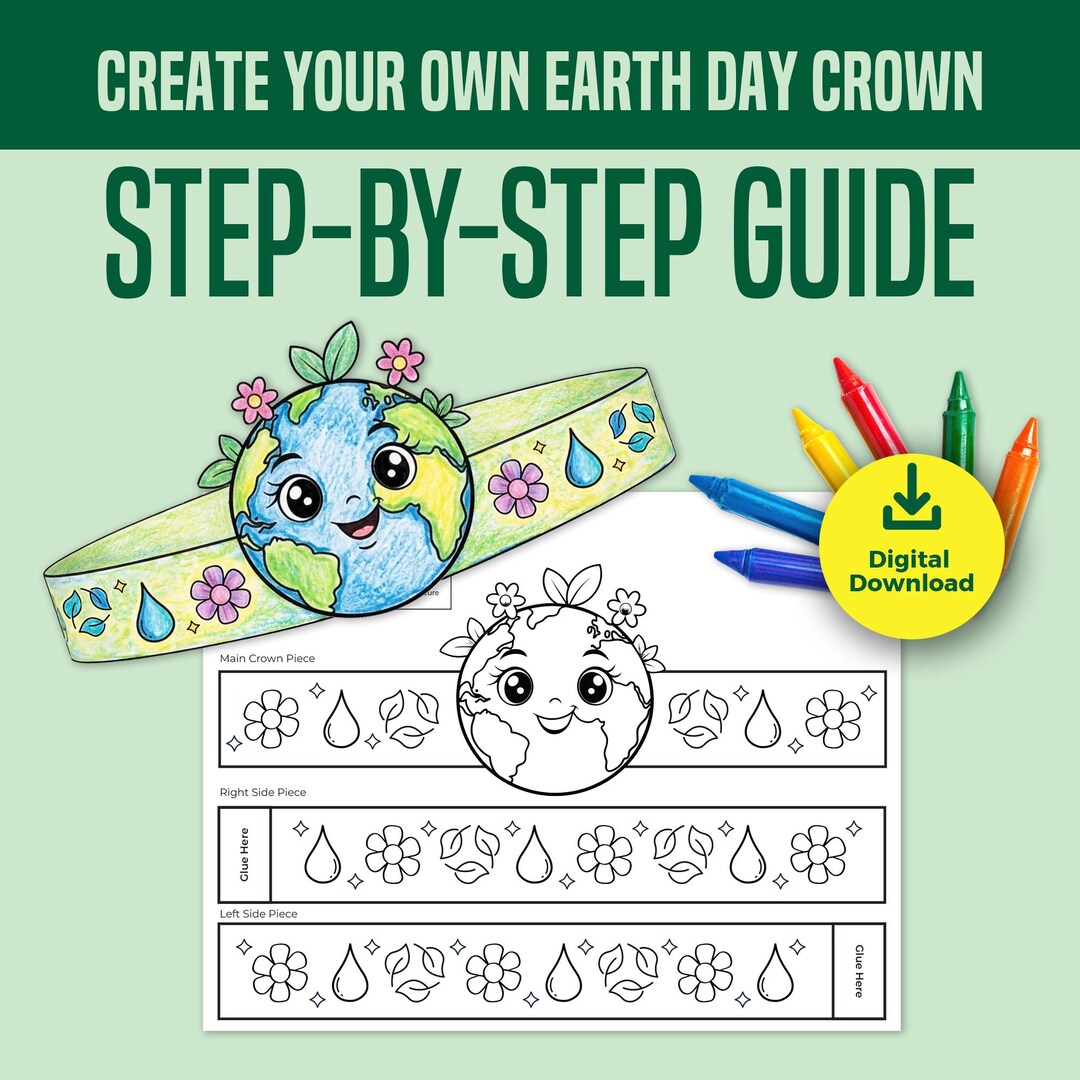 Earth Day Crown Craft for Kids, Save the Planet Pledge Activity ...
