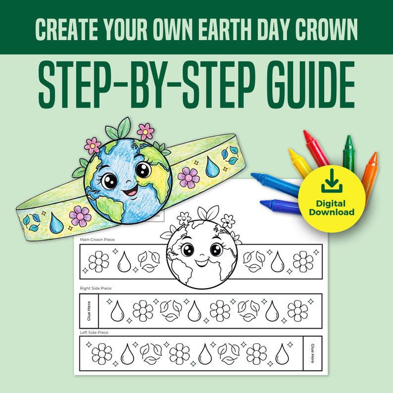 Earth Day Crown Craft for Kids, Save the Planet Pledge Activity ...