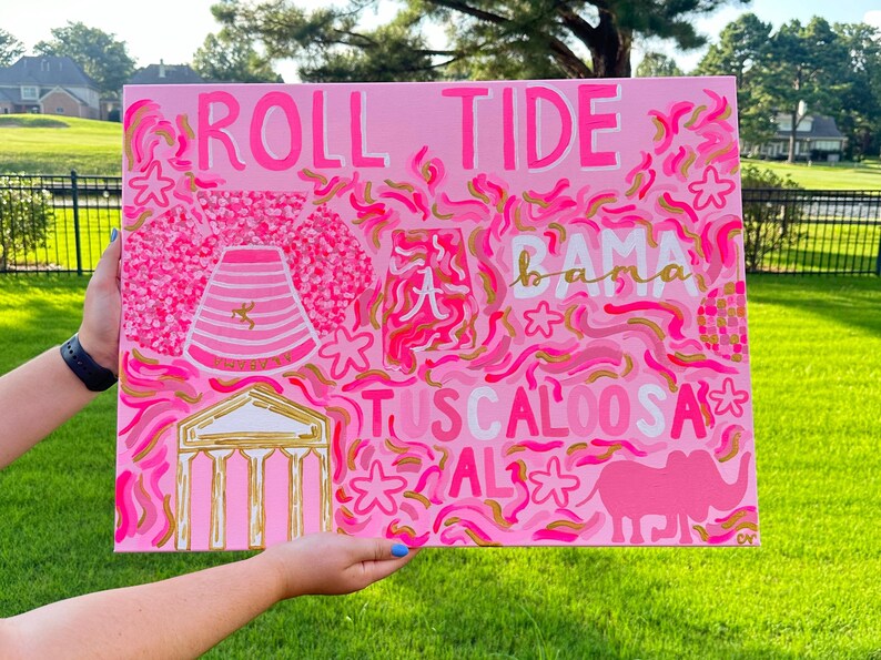 Alabama Themed Painting | Dorm Art | College Art | Roll Tide | Preppy ...