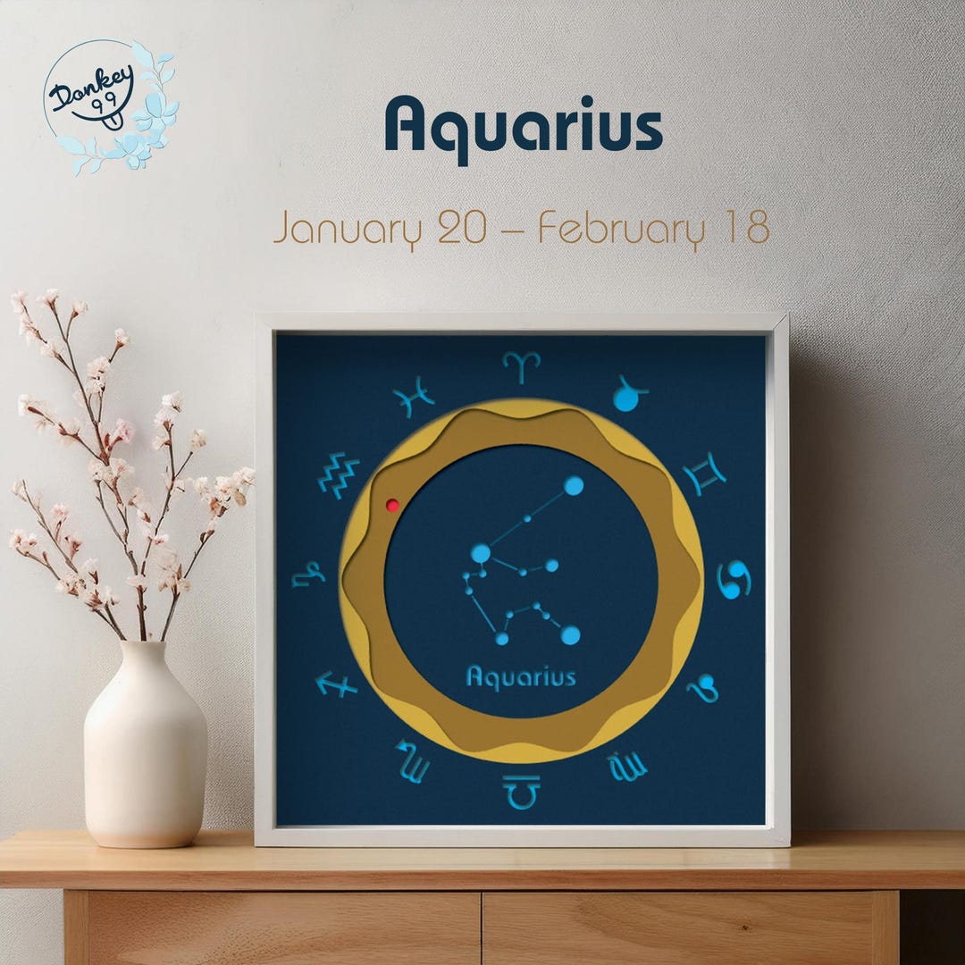 Aquarius Zodiac Sign Constellation Wall Art, Astrology Inspired Shadow ...
