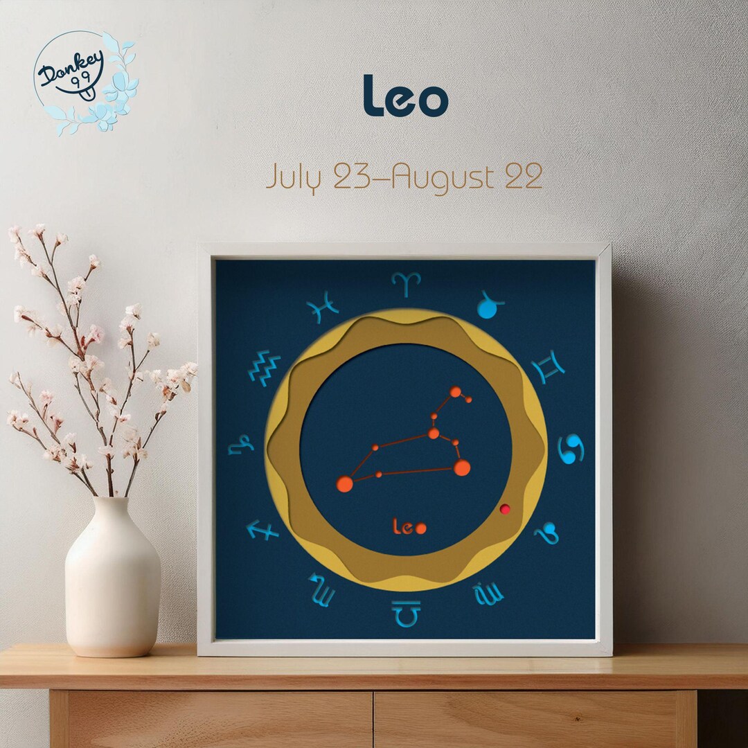 Zodiac Sign Leo SVG Shadow Box, Astrological Signs, Layered Paper Art ...