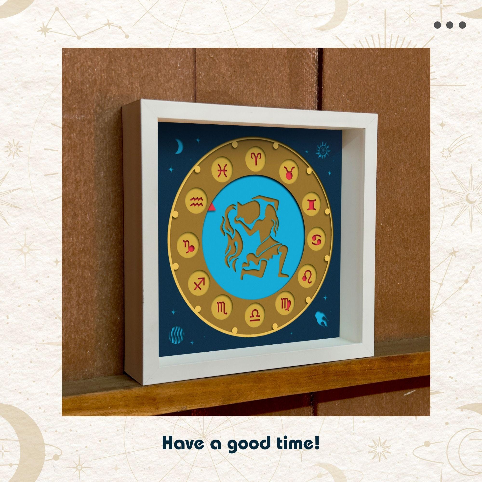 Aquarius Zodiac Sign SVG Shadow Box, Aquarius Zodiac Art, Aquarius ...