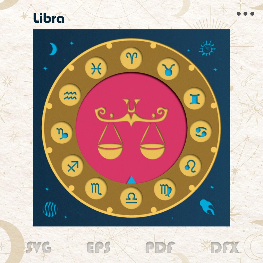 Zodiac Sign Libra SVG Shadow Box, Libra 12 Zodiac Shadow Box Files ...