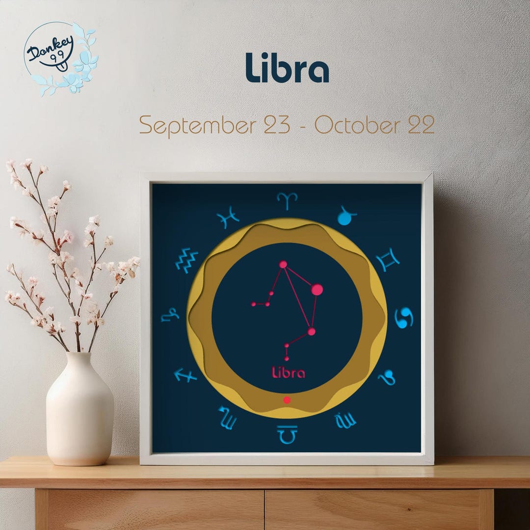 Zodiac Sign Libra SVG Shadow Box, Astrological Signs, Layered Paper Art ...