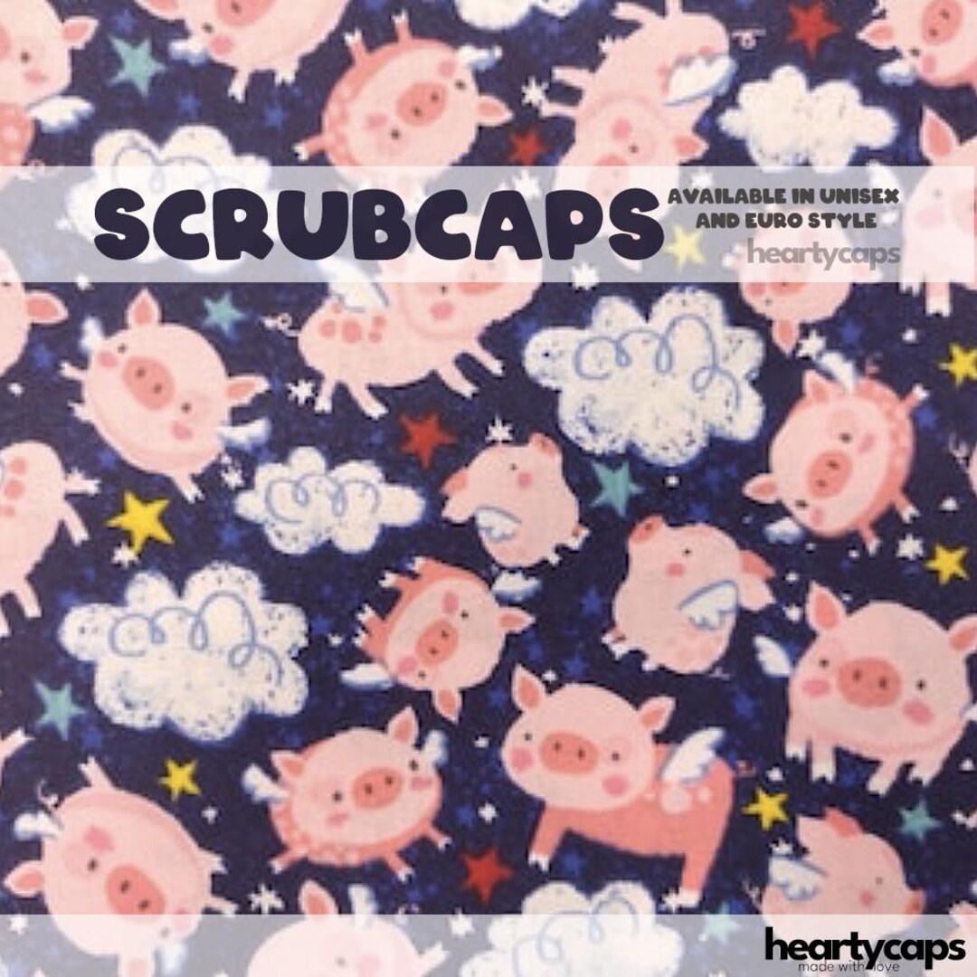When Pigs Fly Animals Euro and Unisex Style, Adjustable Scrub Cap ...