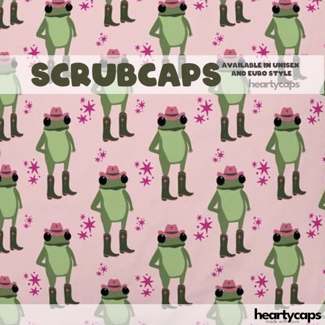 Pink Cowboy Frog Euro and Unisex Style, Adjustable Scrub Cap, Pediatric ...