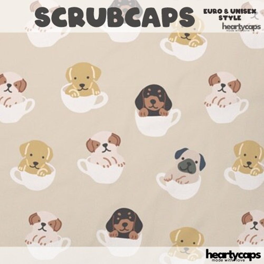 Teacup Puppies Cute Euro and Unisex Style, Adjustable Scrub Cap ...