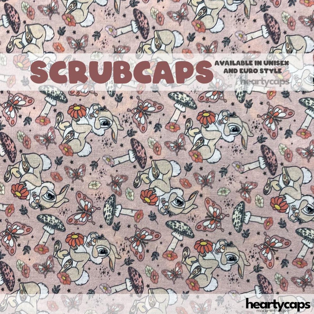 Cartoon Bunny Floral Euro and Unisex Style, Adjustable Scrub Cap ...