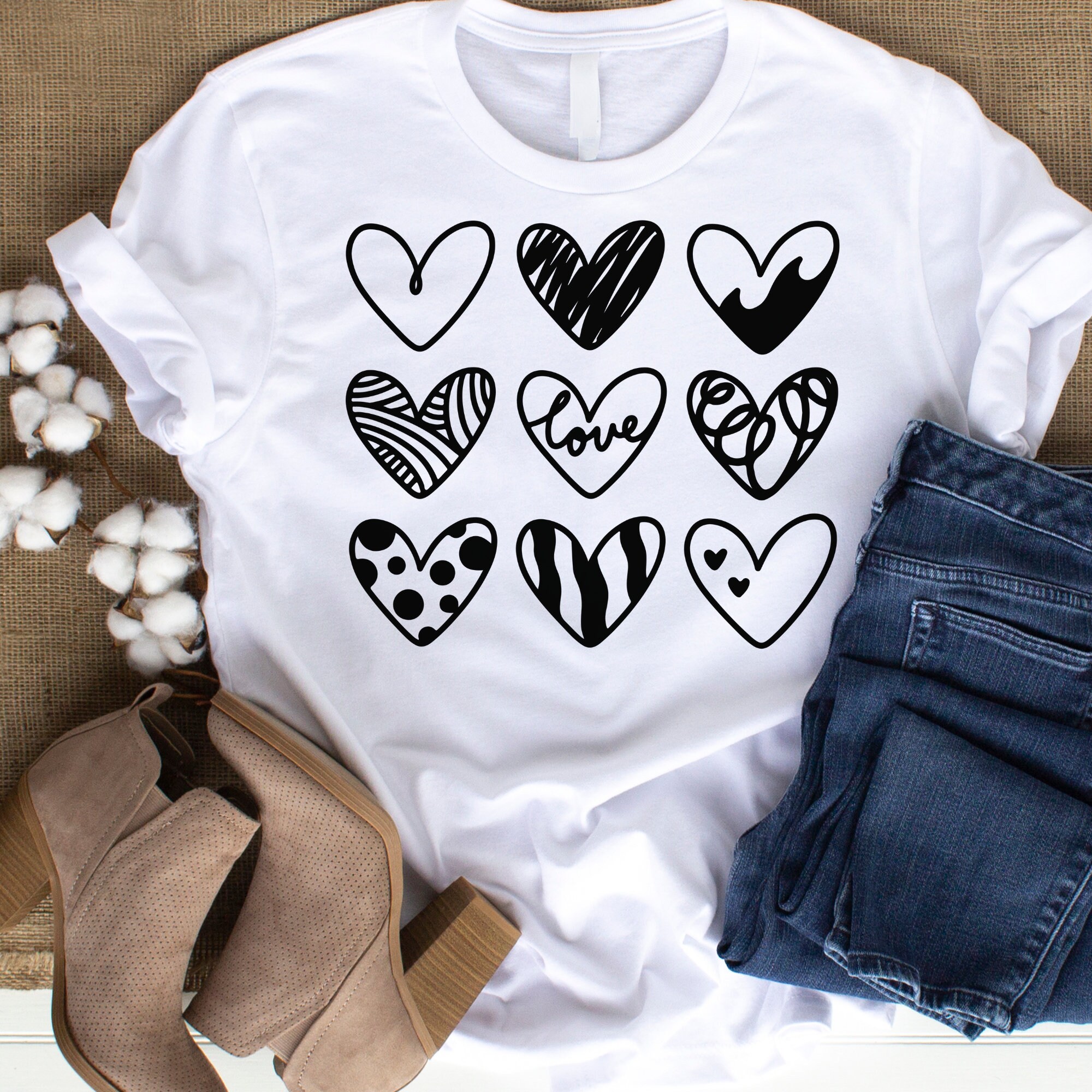 Nine Hearts Shirt, Nine Hearts Svg, Hearts PDF, Hearts PNG, Valentine's ...