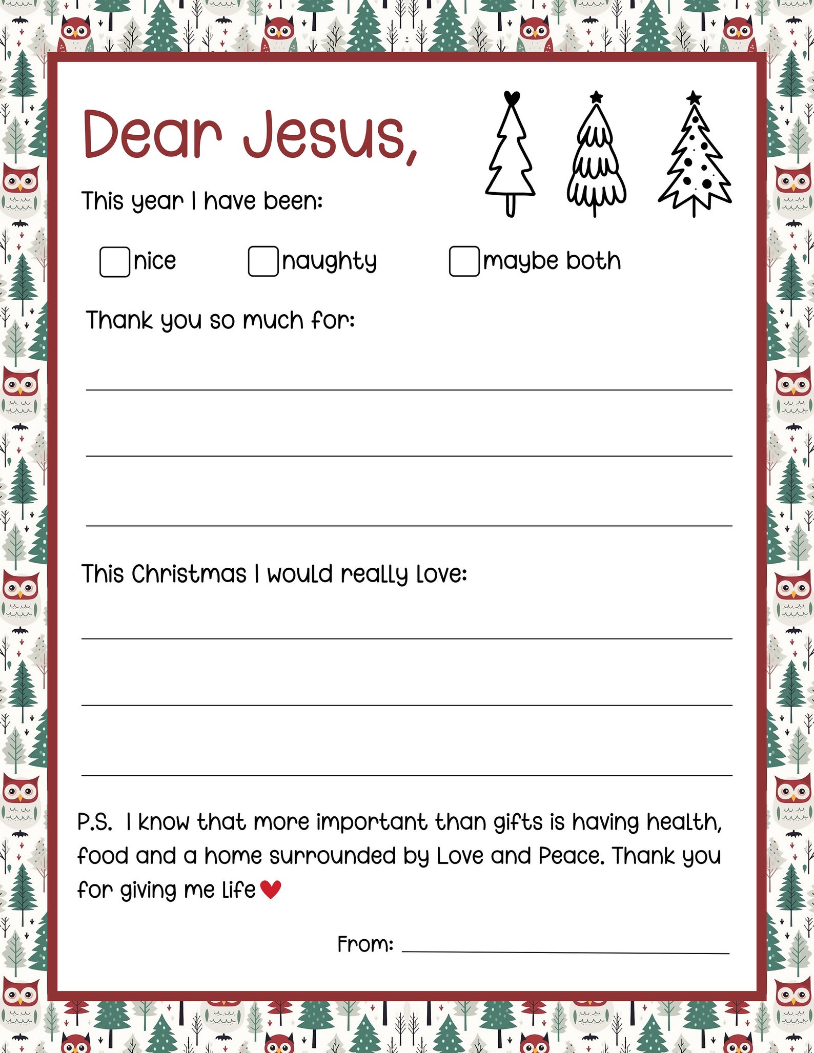 Dear Jesus Christmas Letter, Dear Jesus Alternative Santa Letter ...