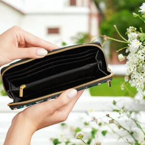 Siamese Cat Wallet With Whimsical Botanical Flower Print for Cat Lover ...