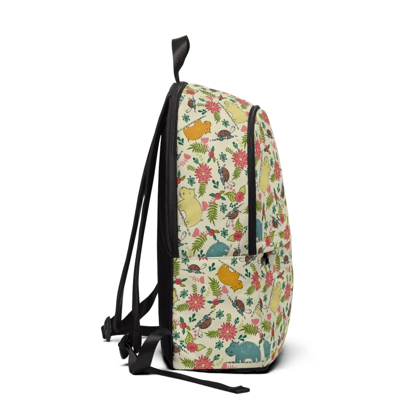 Cute Hippo & Turtle Artistic Design Custom Nylon Artful Backpacks ...
