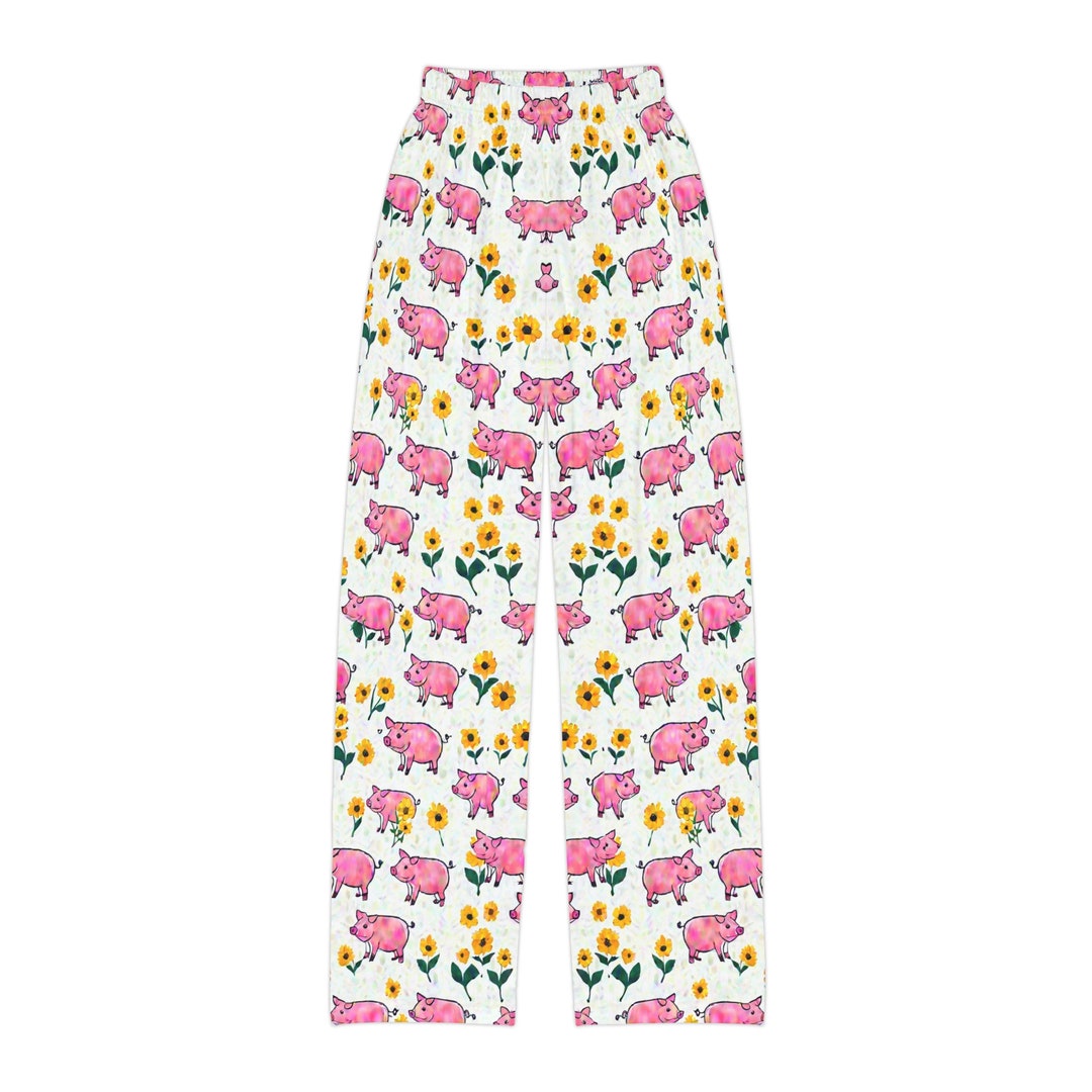 Baby Piglet Kids Pajama Pants, Matching Mommy Daughter Pig Pajama Pants ...