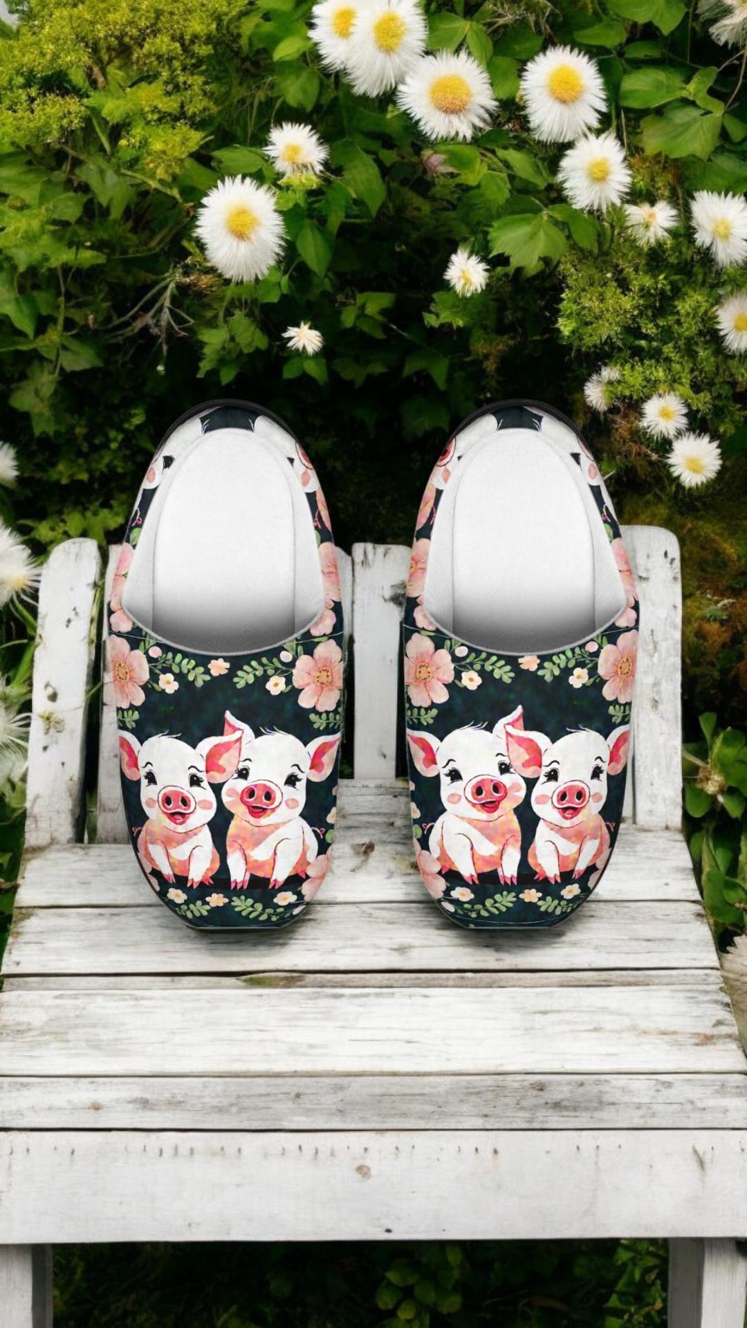 Comfy Cute Floral Pigs Original Artist Design Womens Custom Indoor ...