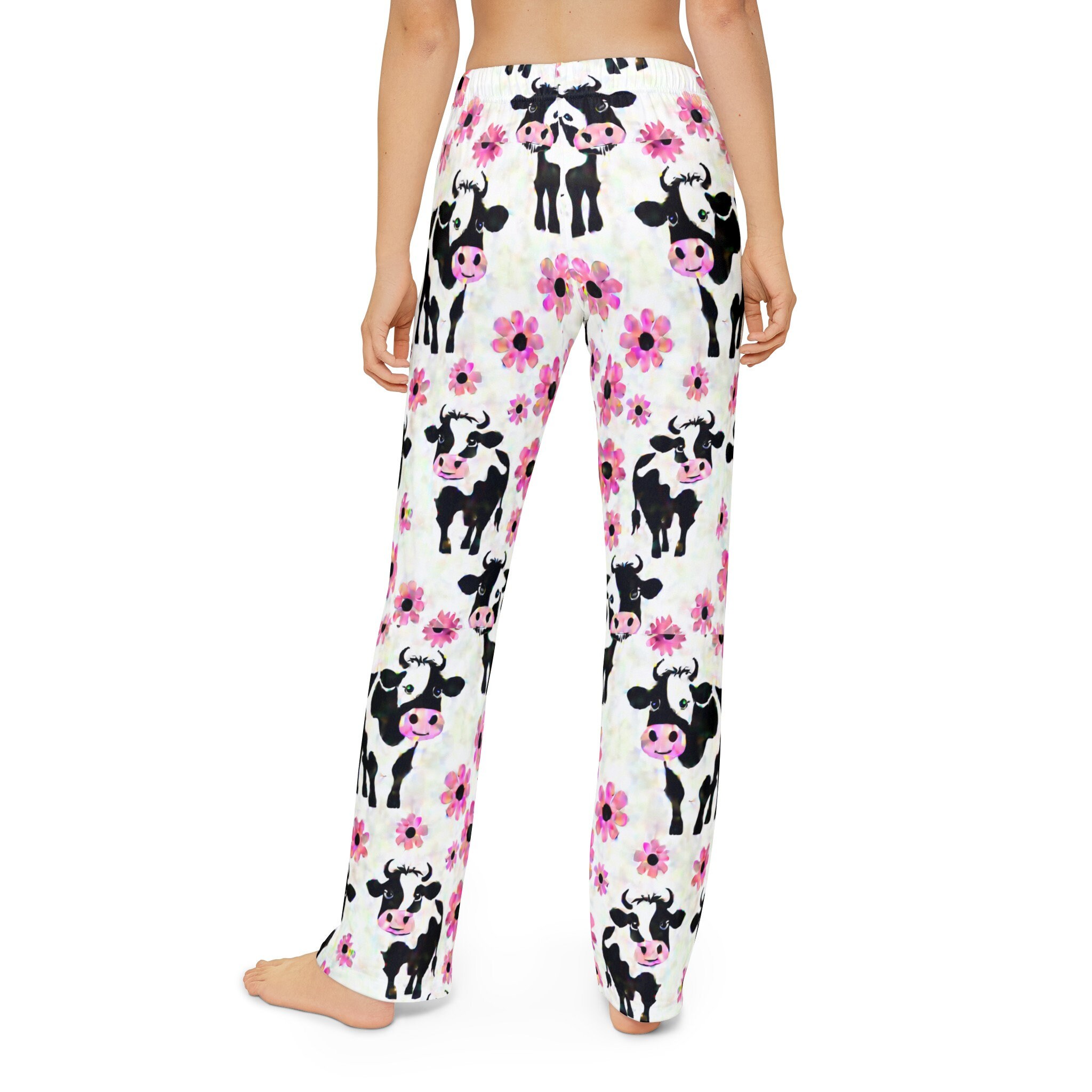 Pink Cow Love Kids Pajama Pants, Family Matching Cow Pajama Pants, Kids ...