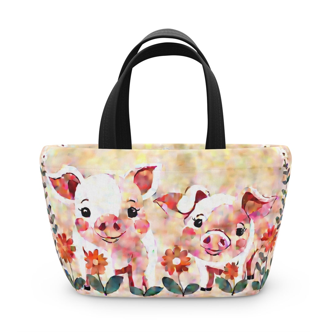 Little Pigs Pastel Pink Lunch Bag, Pig Lunch Box, Pig Lunch Pack, Pig ...